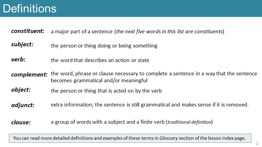 Subject Complement List
